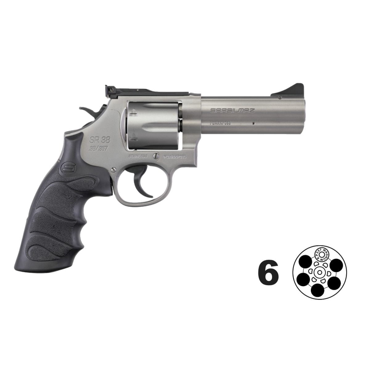 SARSR38ST4 - SAR Revolver Stainless 4-inch Barrel .357 Magnum - Mint Armory
